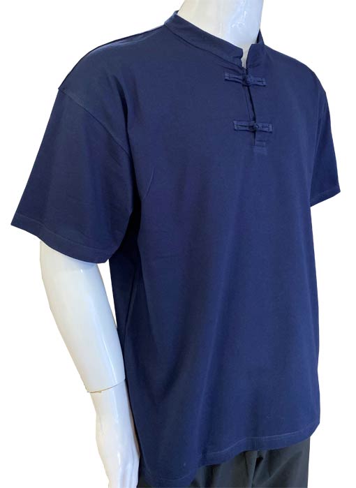 Tee Shirt col mao bleu